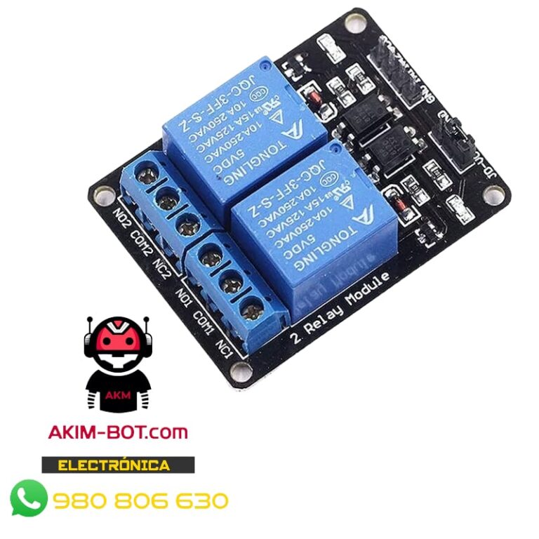 MÓDULO RELAY OPTOACOPLADO DE 2 CANALES – Akim-BOT